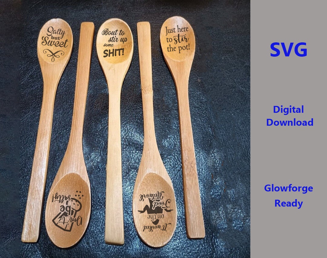 SVG 10 Wooden Spoon Designs Engrave Glowforge Ready - Etsy