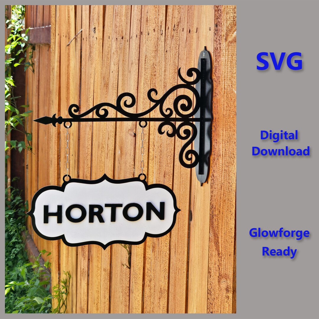 SVG Elegant Name Sign and Bracket Digital File Glowforge Ready - Etsy
