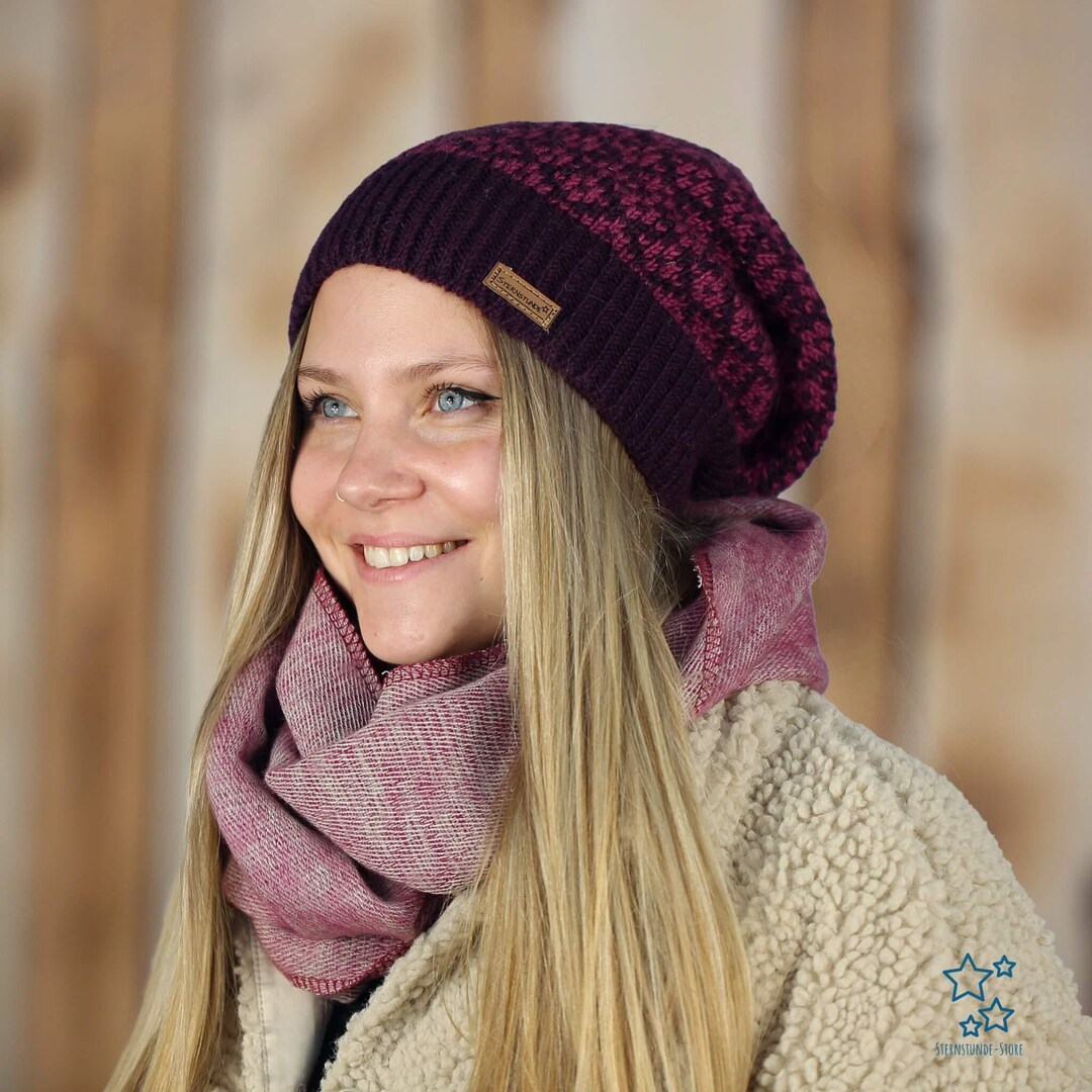 Women's Long Beanie Made of Wool With Norwegian Pattern Winter Hat in ...