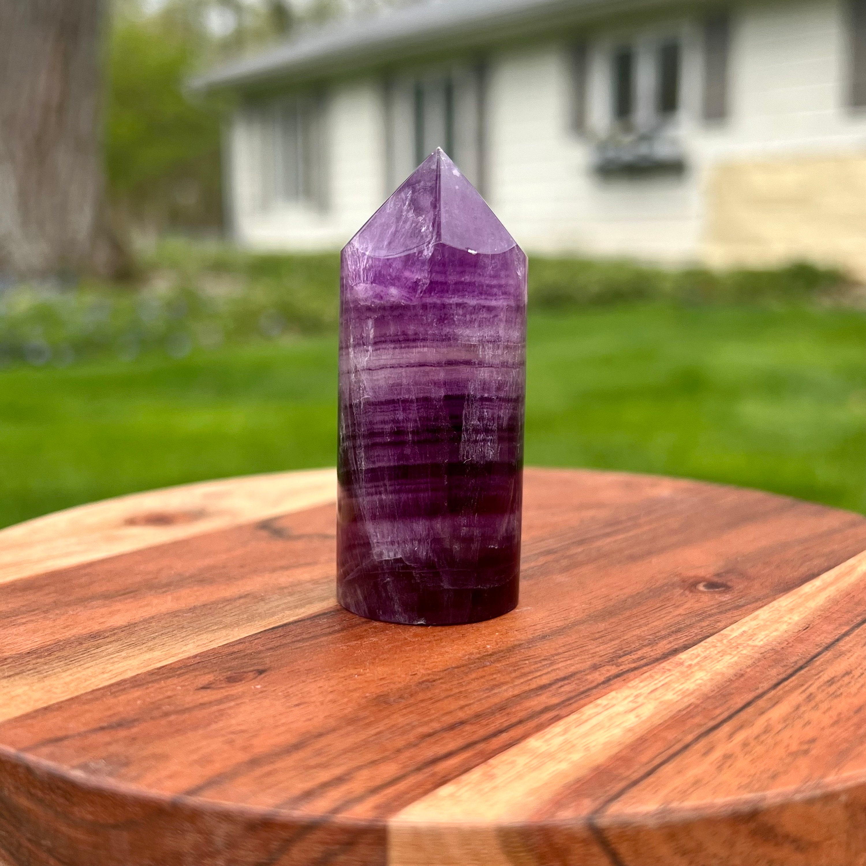 Purple Fluorite Cylinder Crystal Tower Dark Purple Crystal Point ...