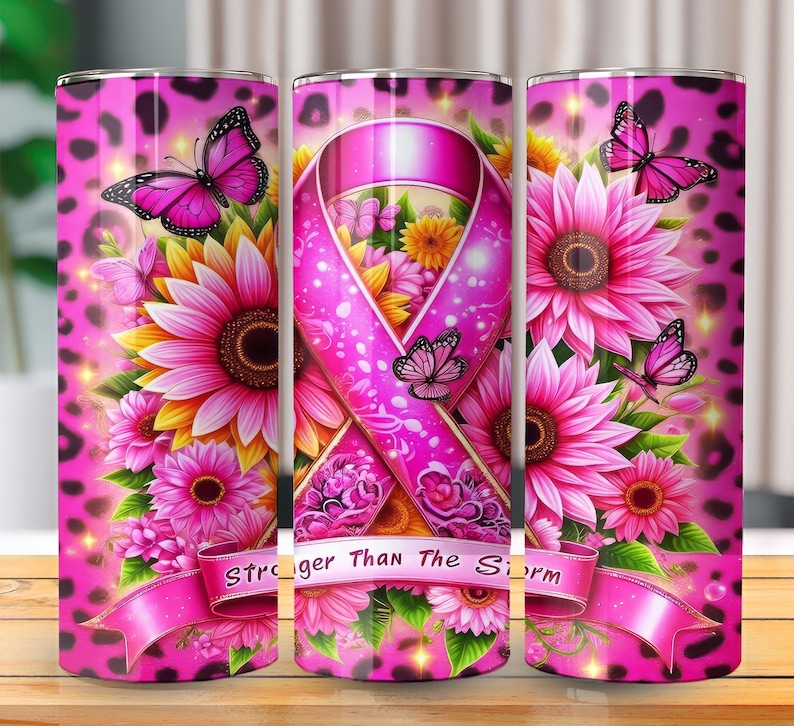 Empower With Pink: Breast Cancer Ribbon Tumbler Design PNG - Etsy