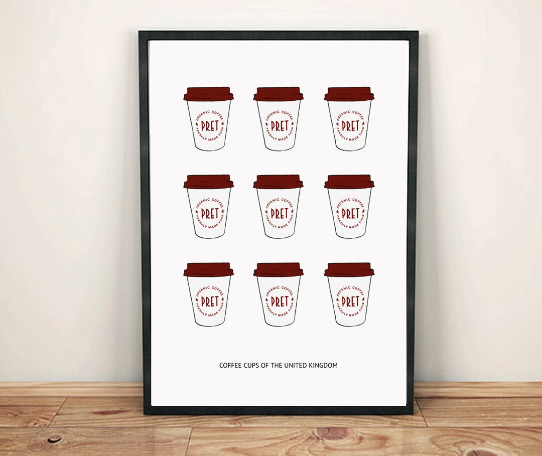 A4 & A3 Pret Coffee Print | Coffee Cups of United Kingdom - Etsy UK
