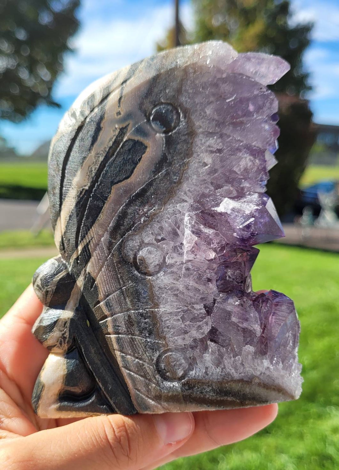 Beautiful Amethyst Geode Fairy Fairy Carving Reiki Chakra Meditation - Etsy