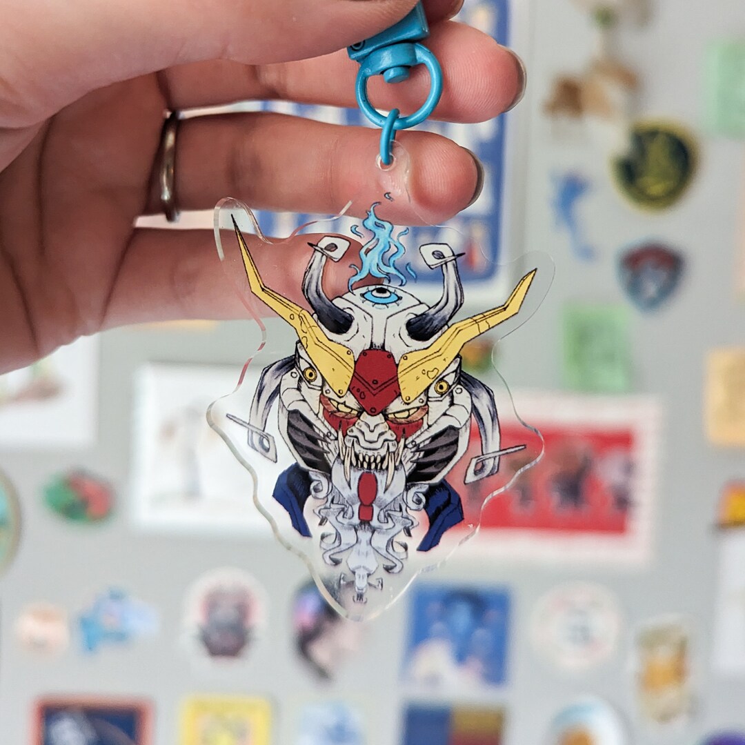 Gundam Wing Zero Oni Mask Keychain Unique Mecha-demon Hybrid Design ...