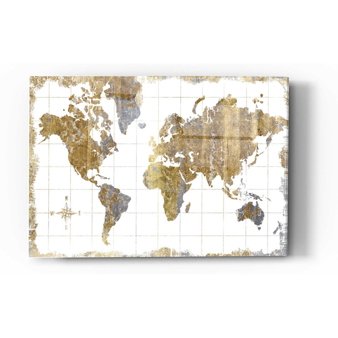 Acrylic Glass Wall Art 'gilded Map' by Wild Apple Portfolio - Etsy