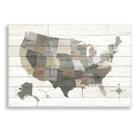 Acrylic Glass Wall Art 'barnboard Map Neutral' by Sue | Etsy