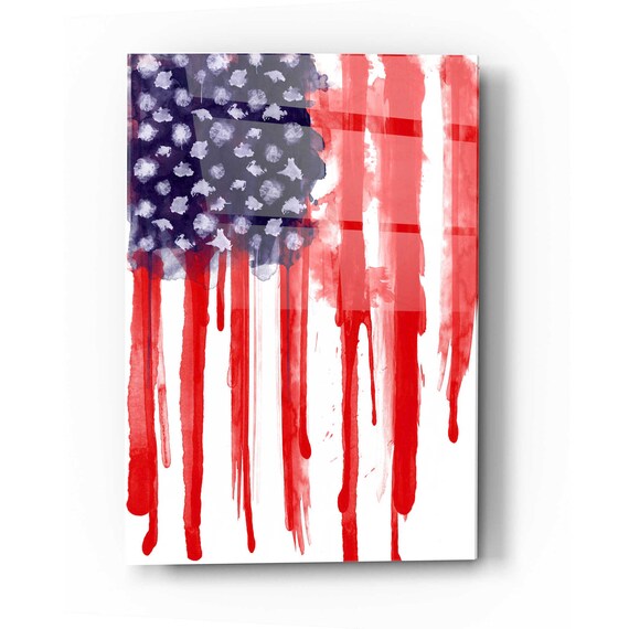 Acrylic Glass Wall Art 'american Flag Splatter' by | Etsy