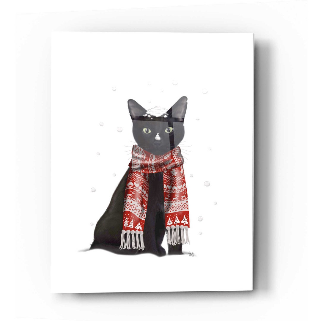 Acrylic Glass Wall Art 'black Cat, Red Scarf' by Fab Funky - Etsy