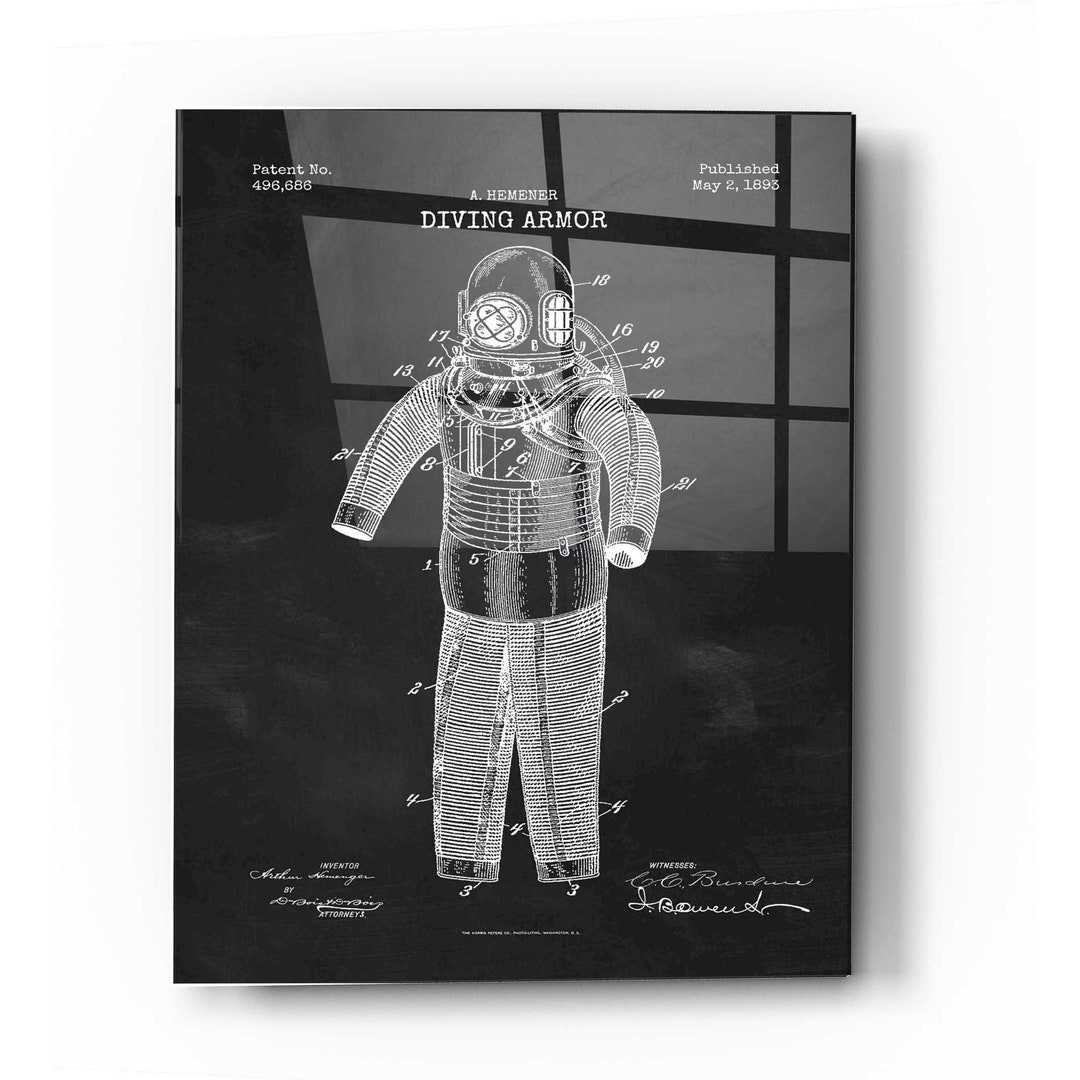Acrylic Glass Wall Art 'diving Armor Blueprint Chalkboard Patent' - Etsy