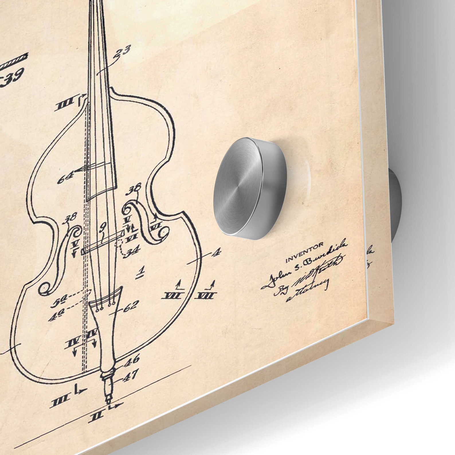 Acrylic Glass Wall Art 'violin Blueprint Patent - Etsy