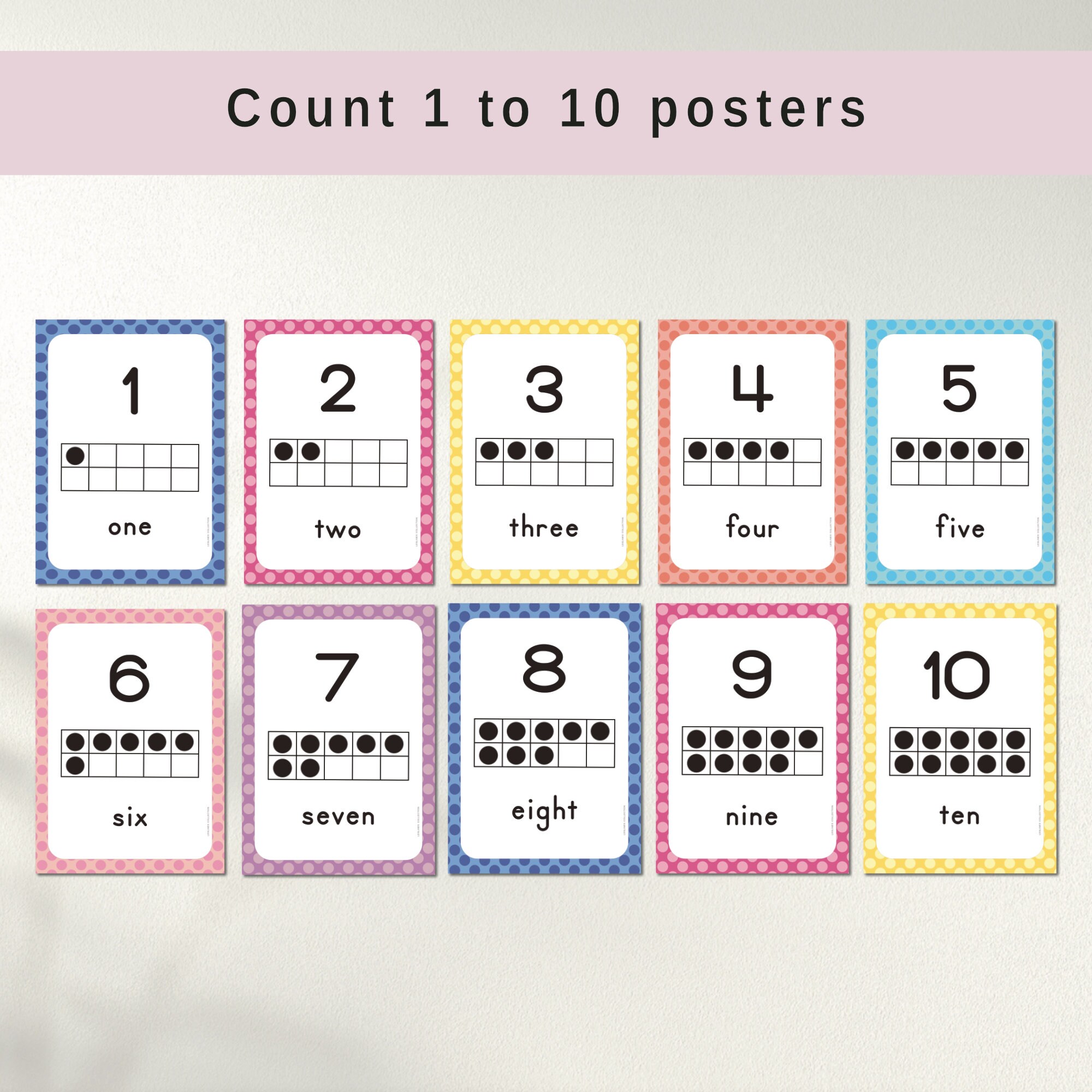 Count 1 to 10 Posters 10 Posters Decorated With Small Dot - Etsy