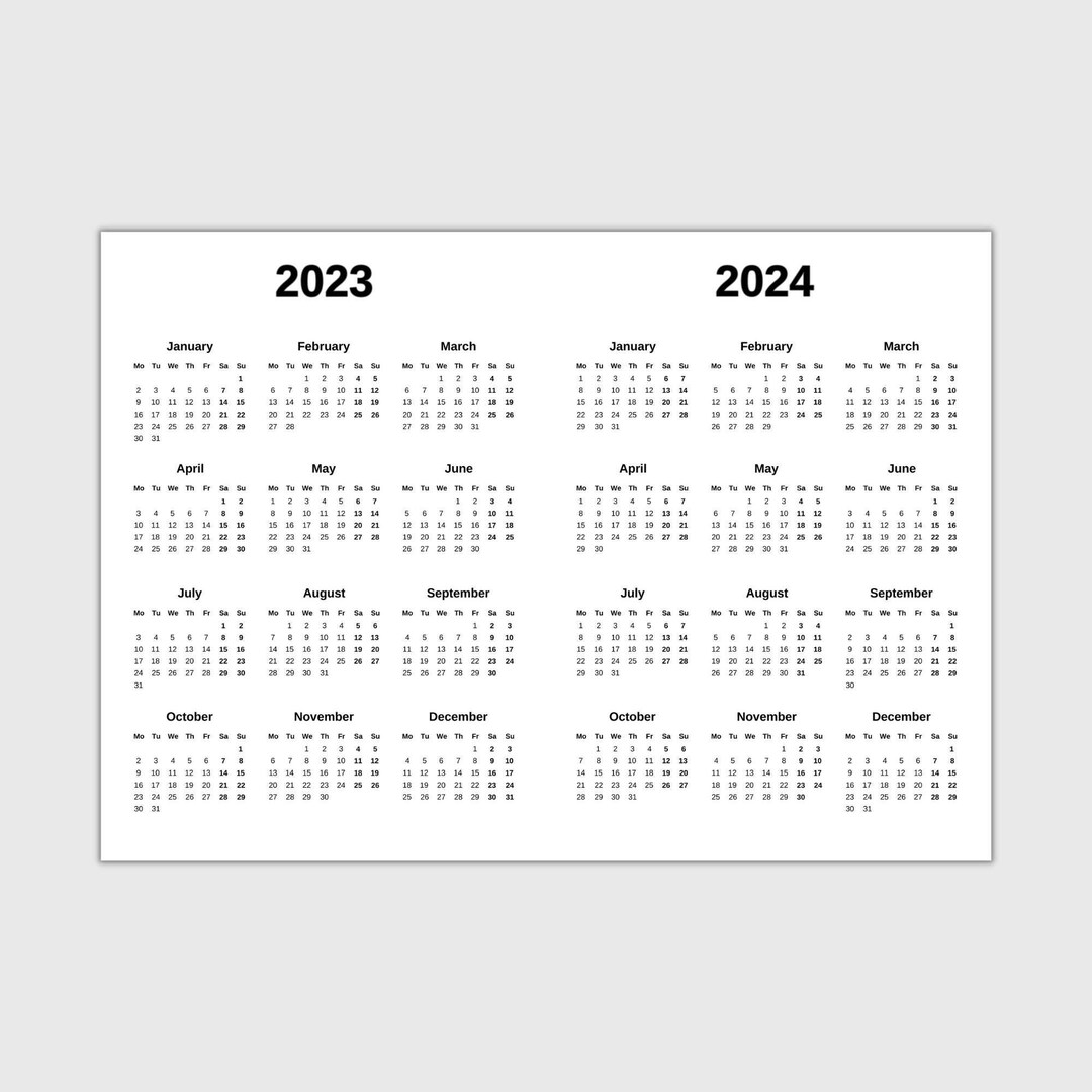 2 Years Calendar 2023 2024 Year at a Glance 2023-2024 - Etsy Ireland