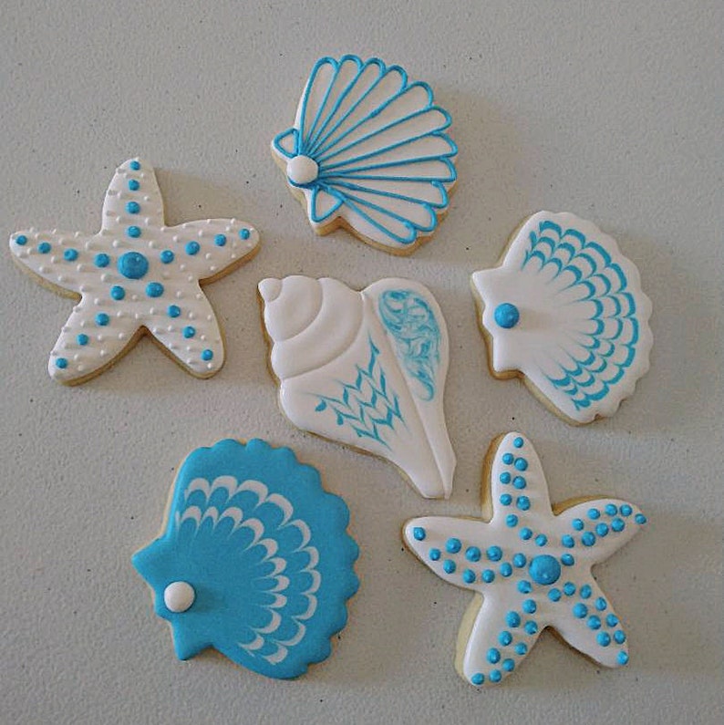 Summer Cookies Beach Shells Starfish Wedding Sugar Cookies - Etsy