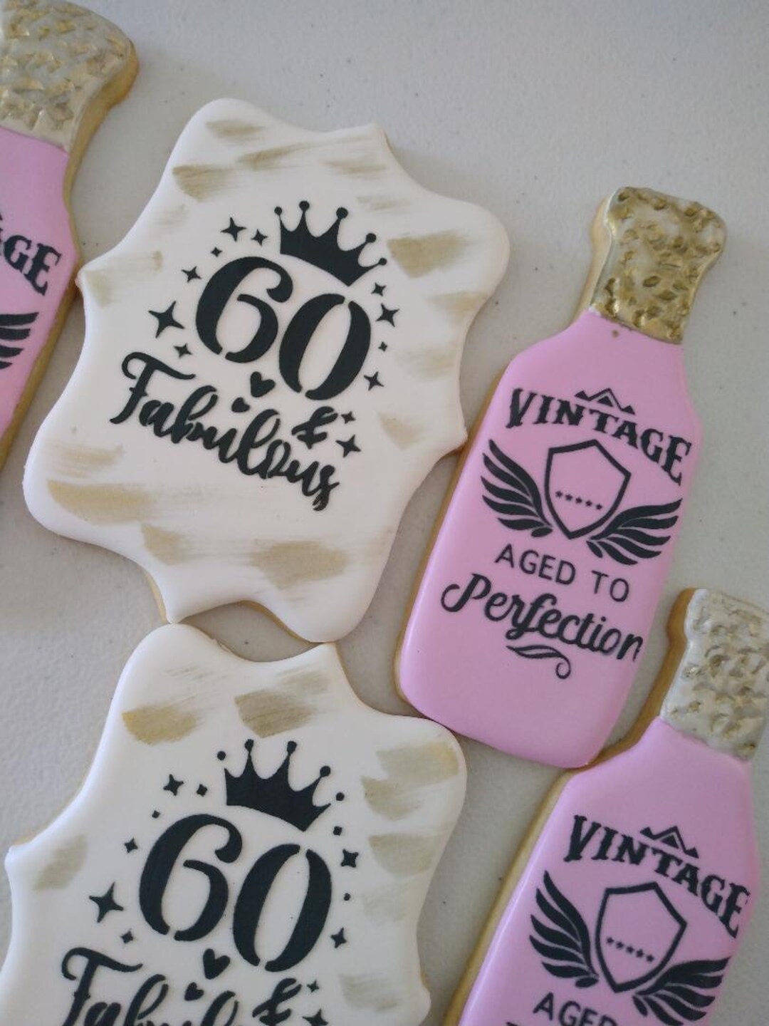Vintage Aged to Perfection Decorated Birthday Cookies, Sixty and Still ...