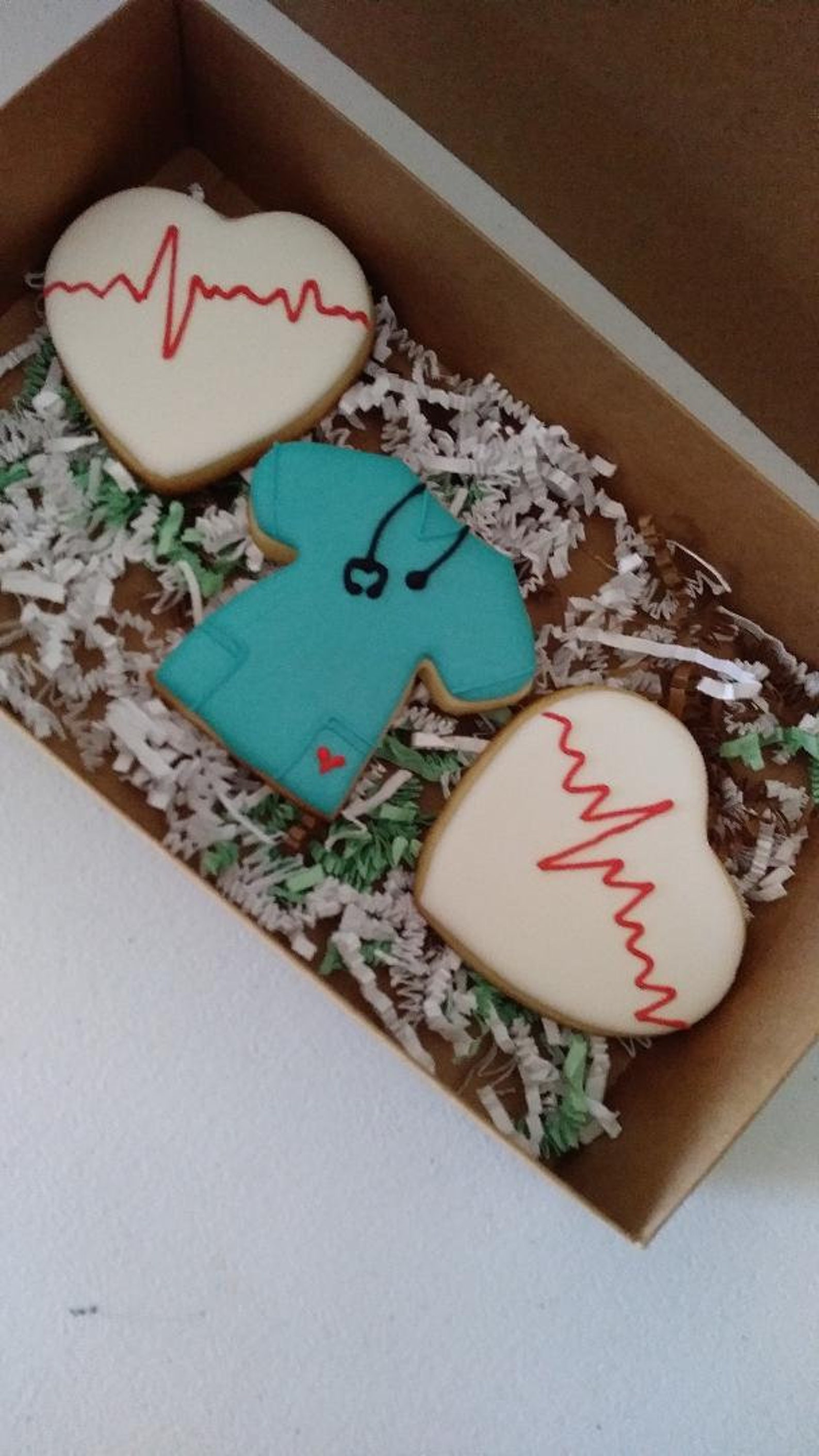 Nurse Themed Cookies, Decorated Scrubs Cookies, Heart Cookies, Medical ...