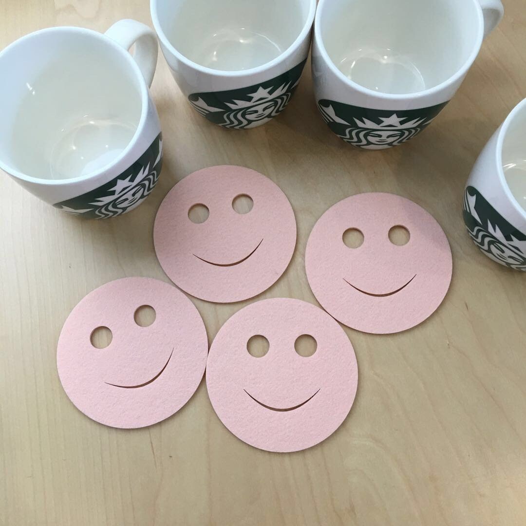 Pink Smile (smiley Face) Felt Coasters (set of 4) - Etsy