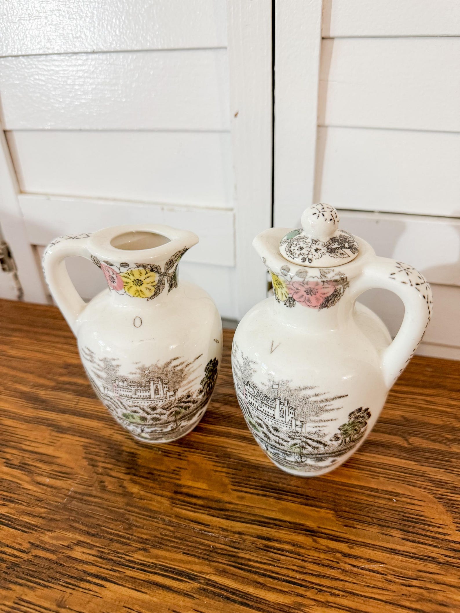 Vintage English Countryside Oil & Vinegar Pitchers by Johnson Bros ...