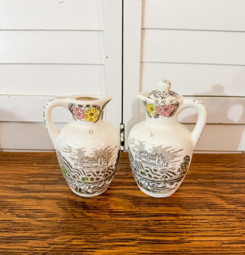 Vintage English Countryside Oil & Vinegar Pitchers by Johnson Bros ...