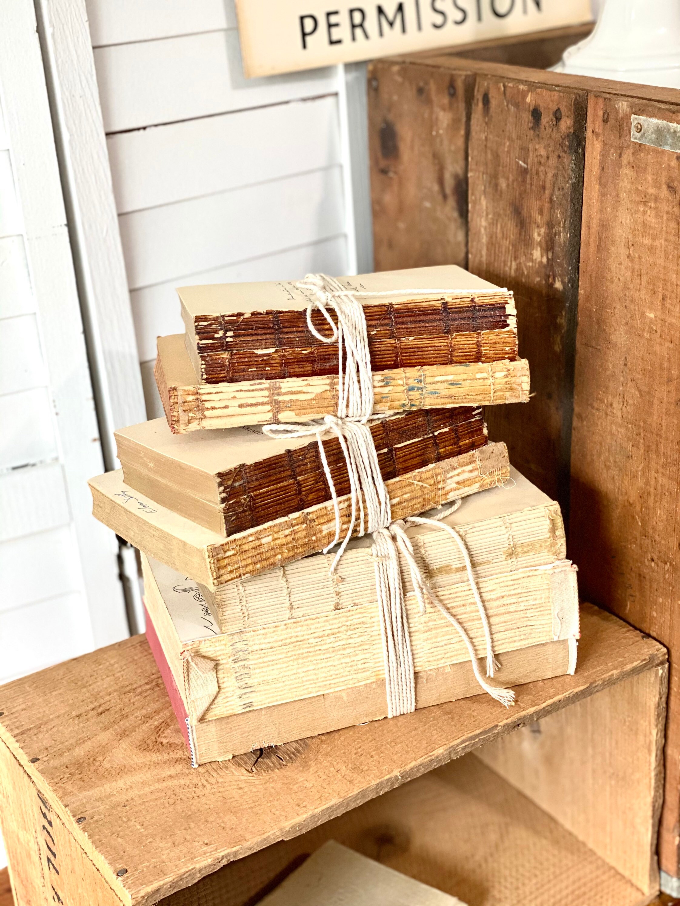 Antique Book Bundle Deconstructed Books Antique Books Rustic Books ...