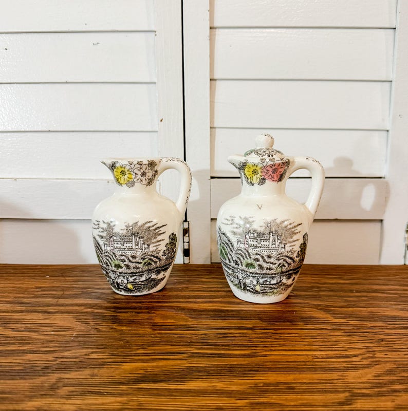 Vintage English Countryside Oil & Vinegar Pitchers by Johnson Bros ...