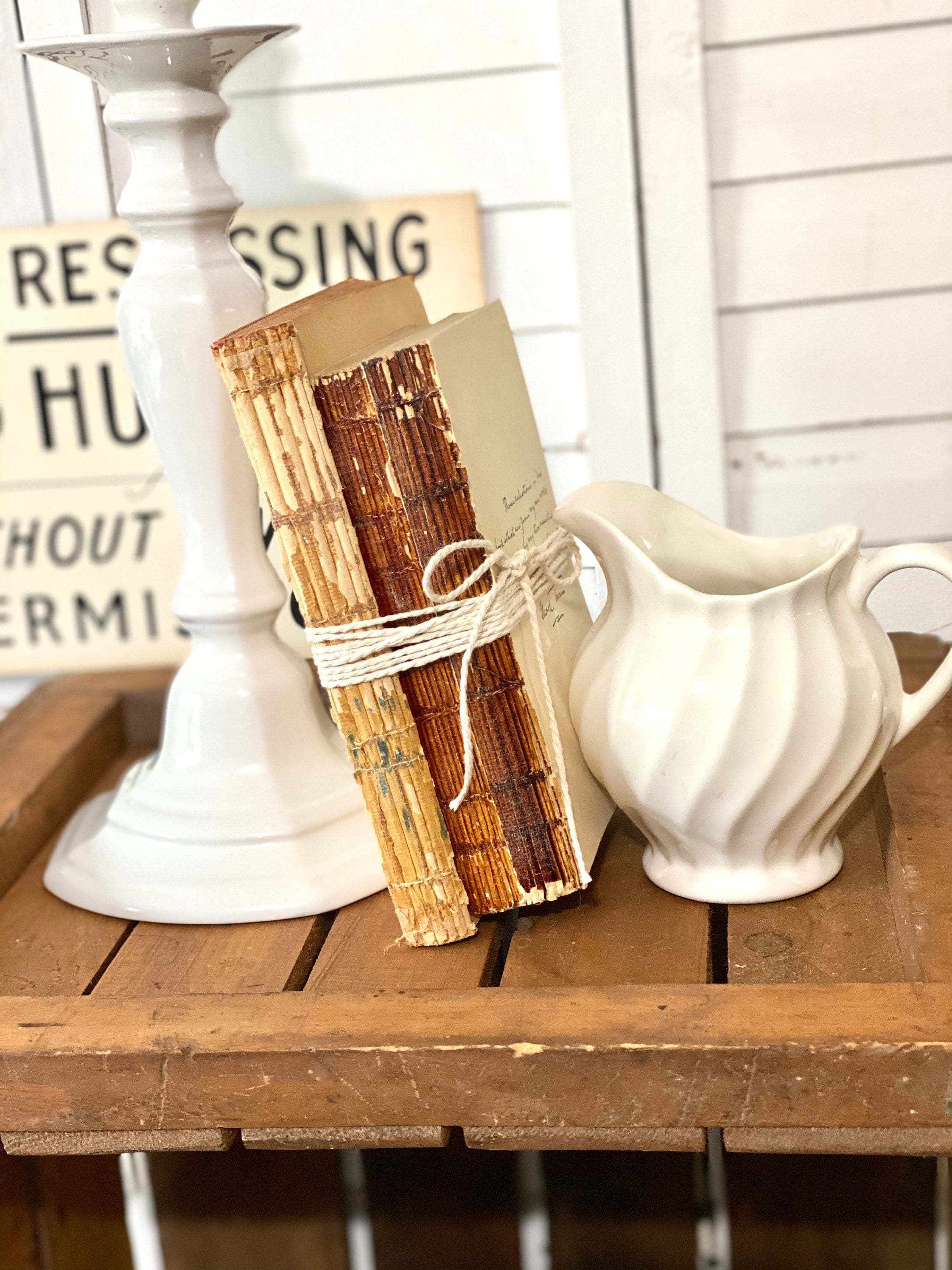 Antique Book Bundle Deconstructed Books Antique Books Rustic Books ...