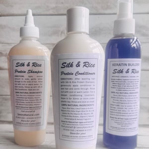 Silk & Rice Protein Shampoo Conditioner and Keratin Builder for Strong ...