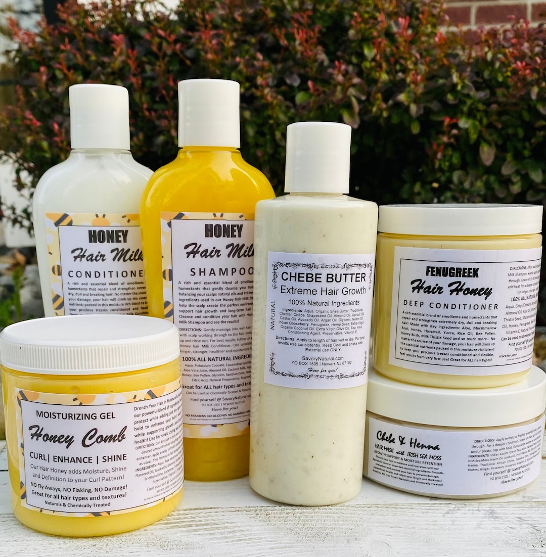 MANUKA Honey Hair Growth Kit Chebe Butter Leave in Moisturizer Shampoo ...