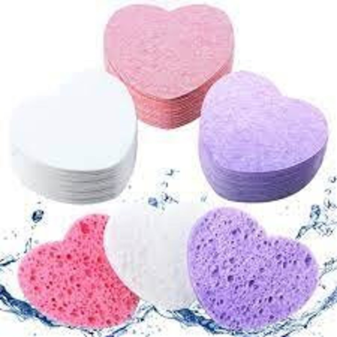 Heart Cellulose Facial Sponge All Natural Hands Free Facial Cleansing ...