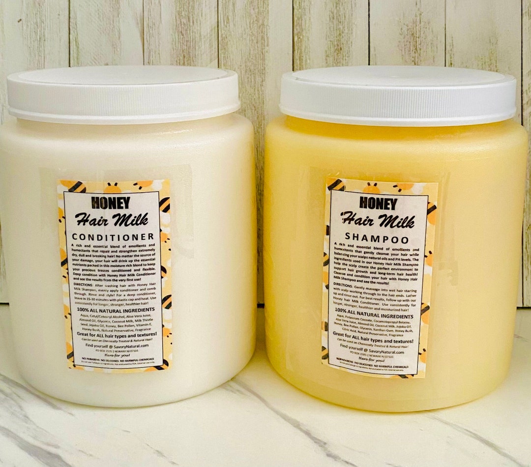 Honey Hair Milk Shampoo & Conditioner Large Size 100% ALL NATURAL for ...