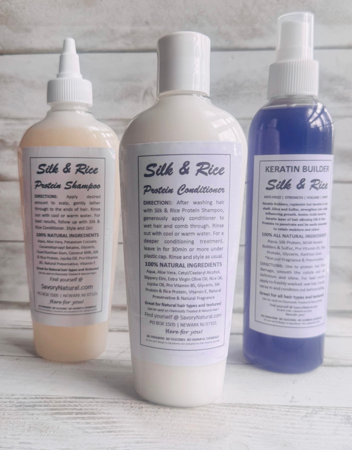 Silk & Rice Protein Shampoo Conditioner and Keratin Builder for Strong ...