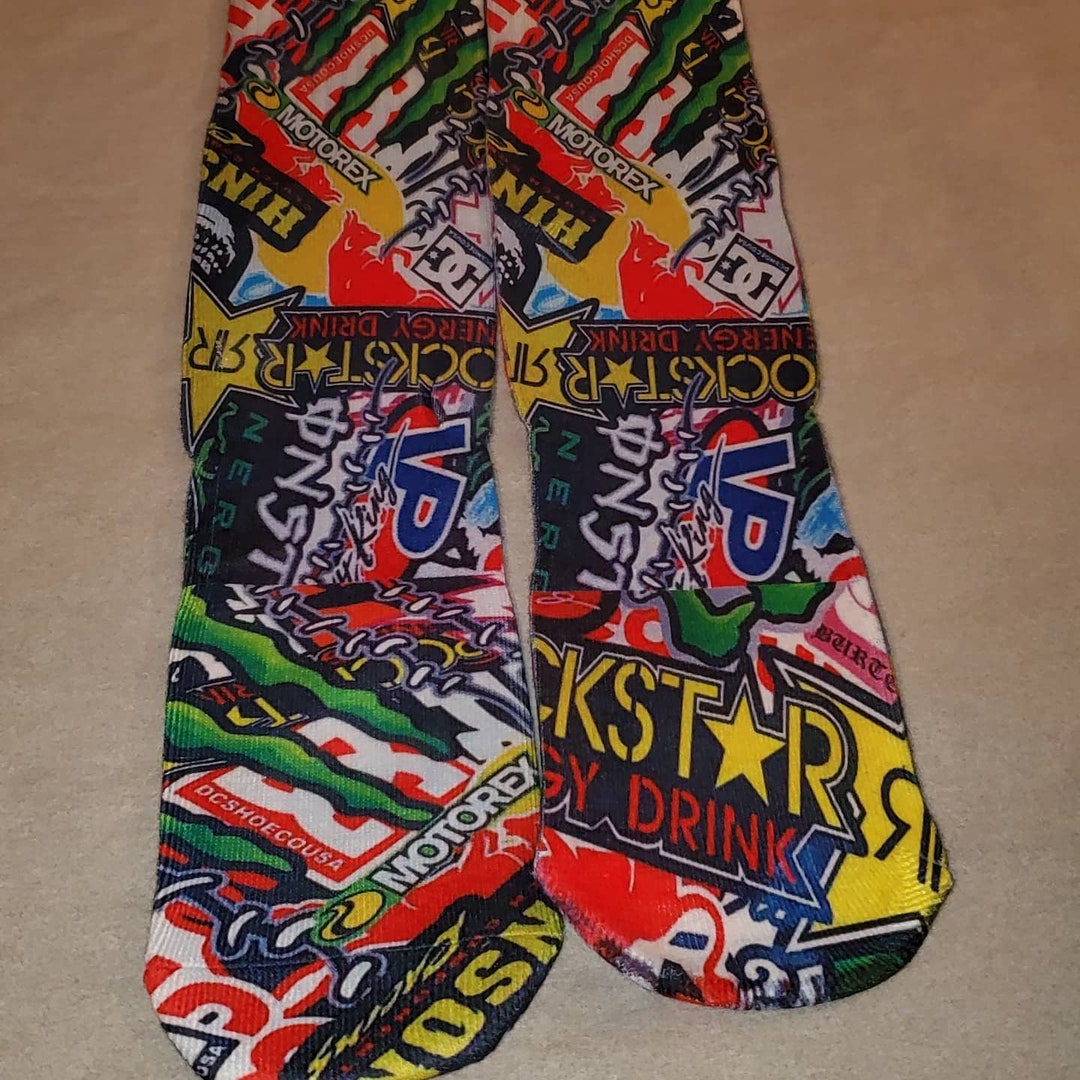Socks for Men Socks for Men With Design Sticker Bomb Socks Motocross ...