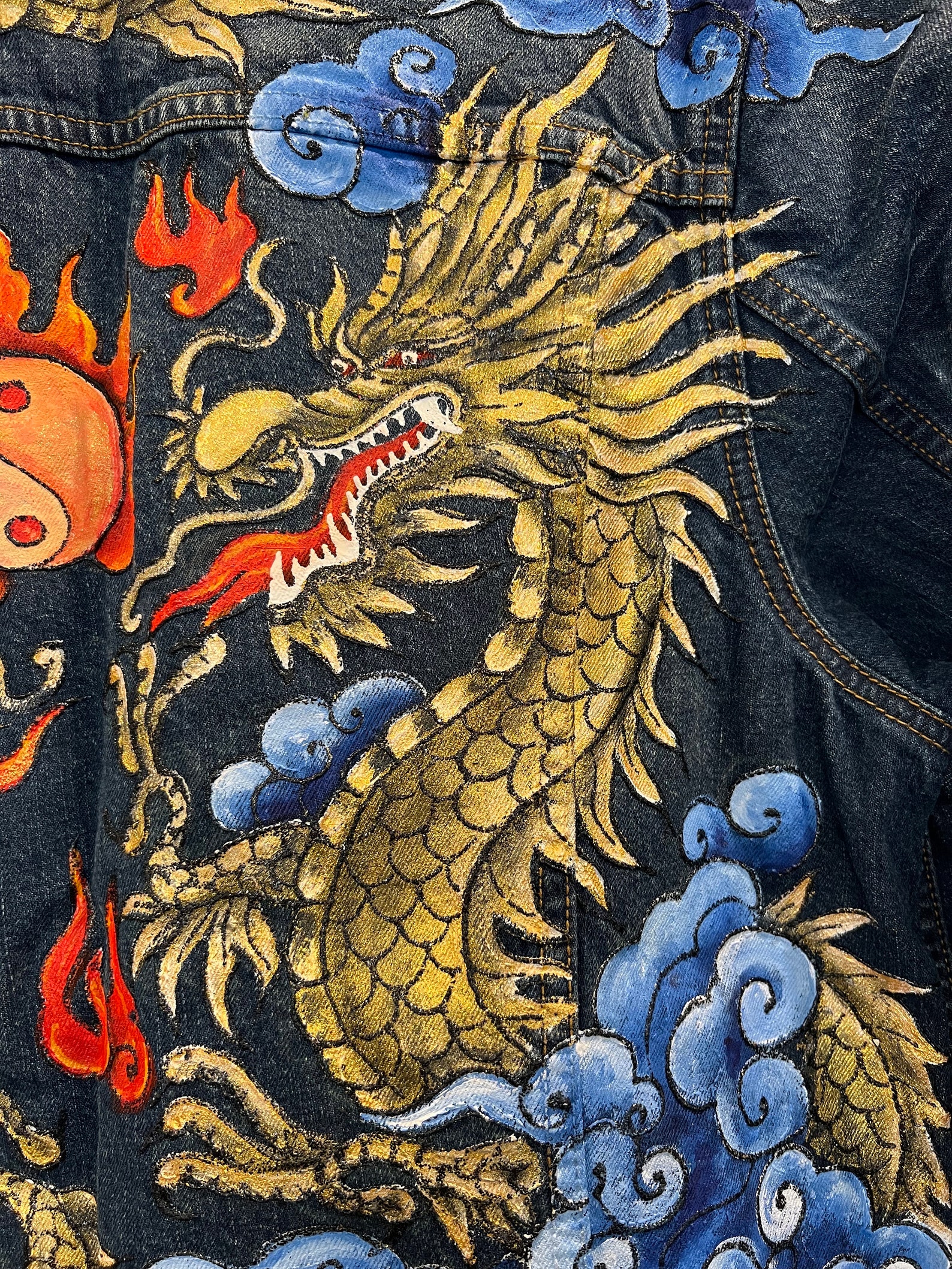 New Wearable Art 3D Hand Painted DRAGON MATES YINGYANG Men Denim Jean ...