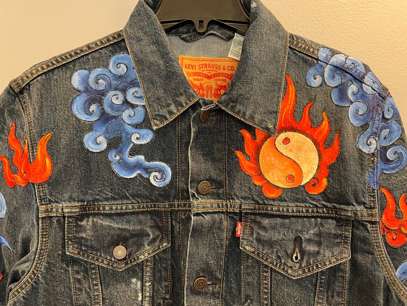 New Wearable Art 3D Hand Painted DRAGON MATES YINGYANG Men Denim Jean ...