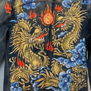 New Wearable Art 3D Hand Painted DRAGON MATES YINGYANG Men Denim Jean ...