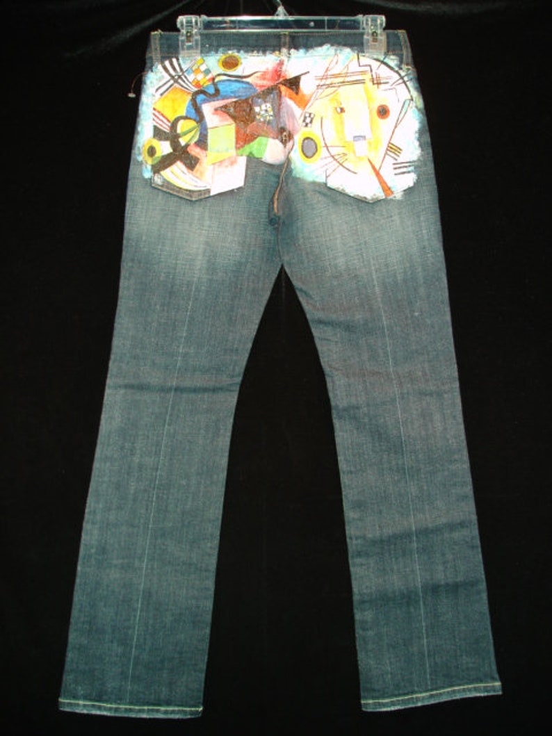 NEW Hand Painted Wearable Art ABSTRACT Women Denim Jeans - Etsy