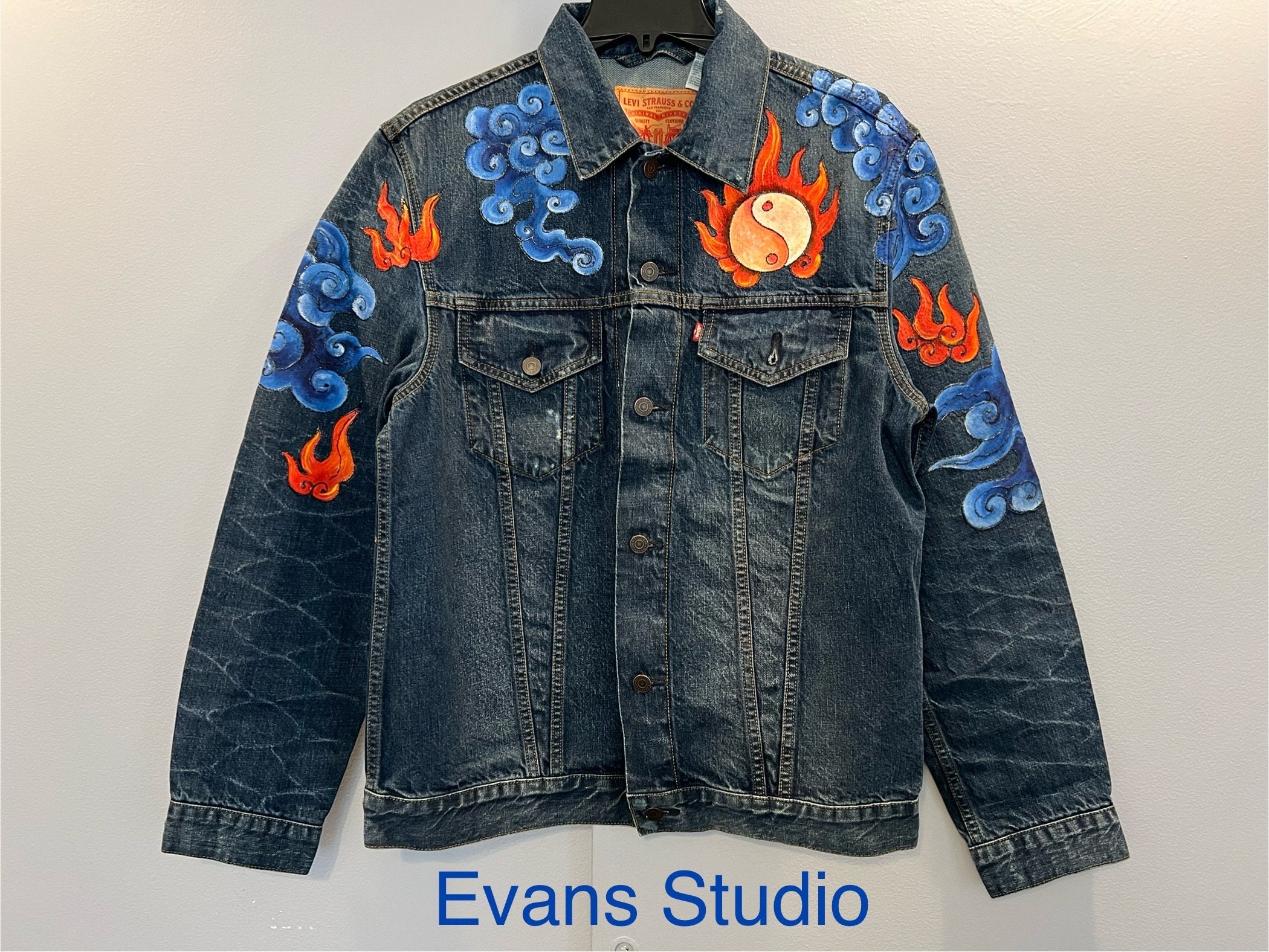 New Wearable Art 3D Hand Painted DRAGON MATES YINGYANG Men Denim Jean ...