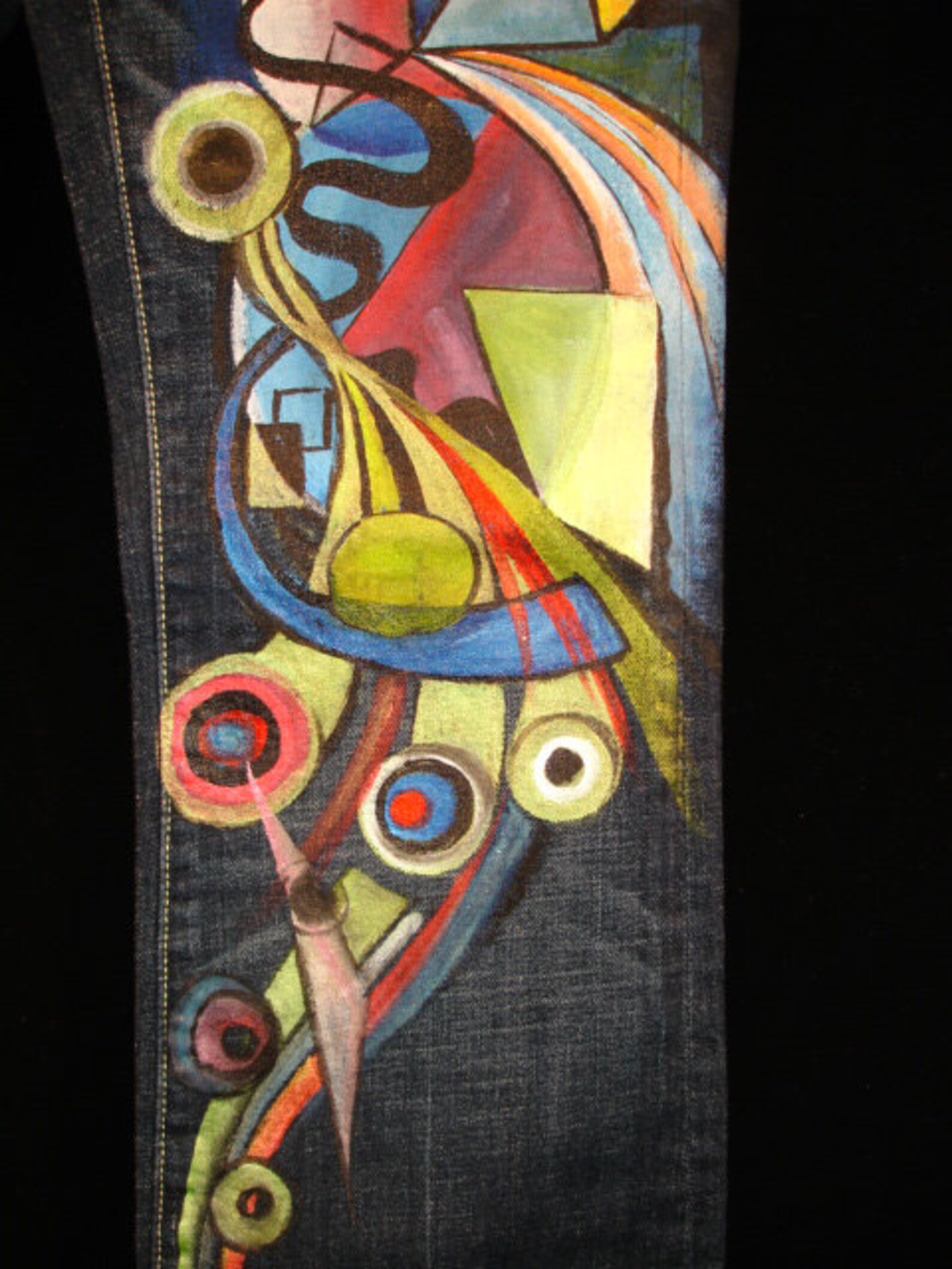 NEW Hand Painted Wearable Art ABSTRACT Women Denim Jeans - Great Great ...