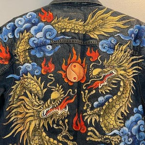 New Wearable Art 3D Hand Painted DRAGON MATES YINGYANG Men Denim Jean ...
