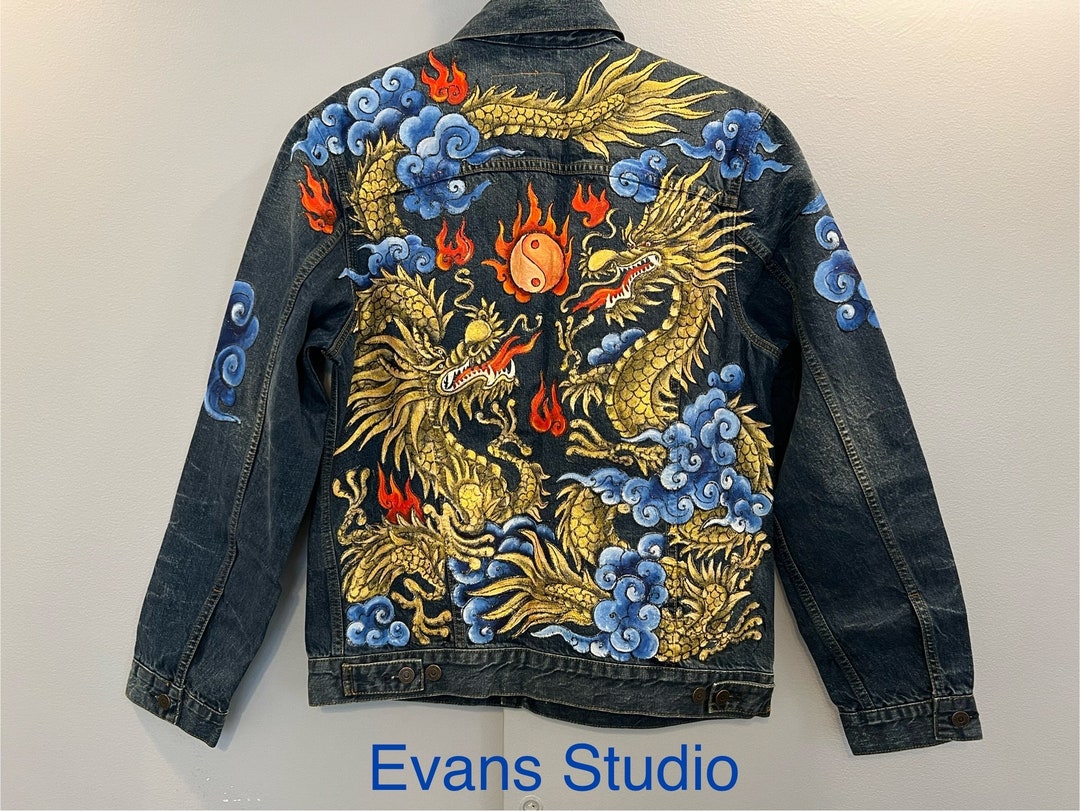 New Wearable Art 3D Hand Painted DRAGON MATES YINGYANG Men Denim Jean ...
