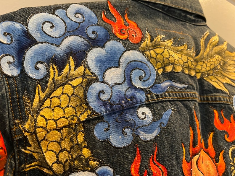 New Wearable Art 3D Hand Painted DRAGON MATES YINGYANG Men Denim Jean ...