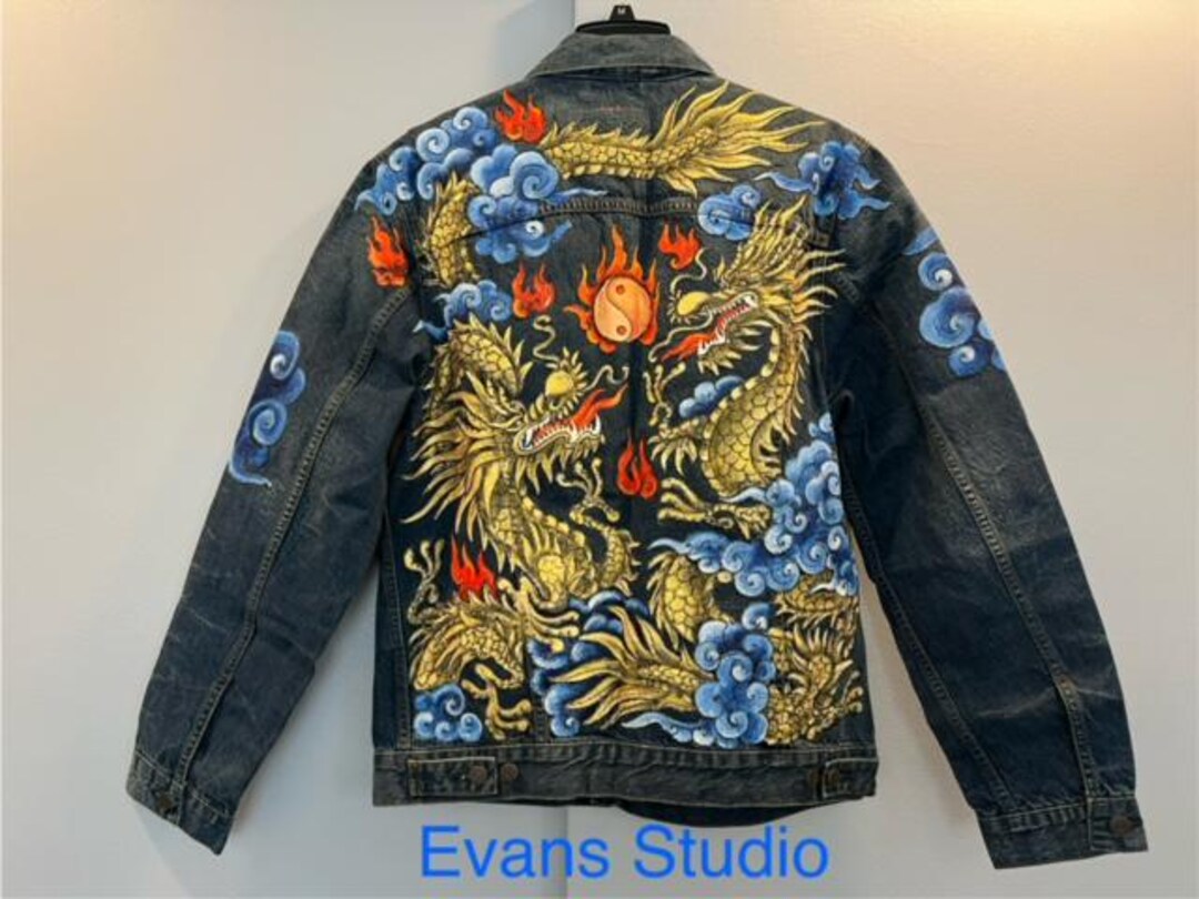 New Wearable Art 3D Hand Painted DRAGON MATES YINGYANG Men Denim Jean ...