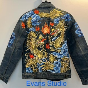 New Wearable Art 3D Hand Painted DRAGON MATES YINGYANG Men Denim Jean ...