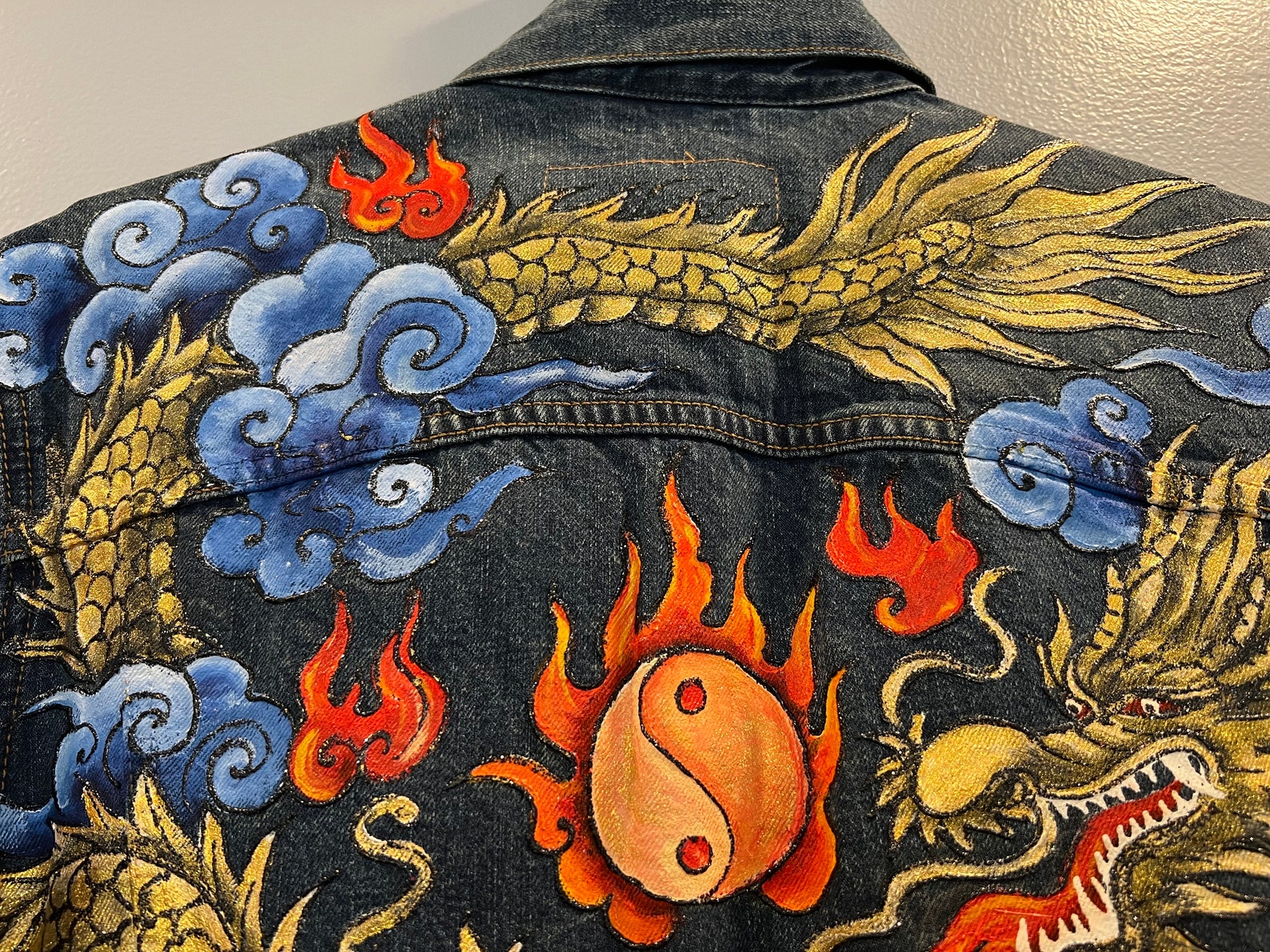 New Wearable Art 3D Hand Painted DRAGON MATES YINGYANG Men Denim Jean ...