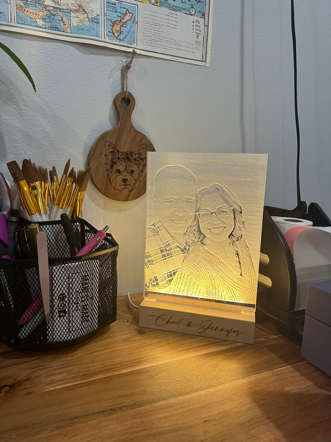 Personalized Photo Light Acrylic Wood Light Base Engraved - Etsy