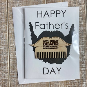 Beard Comb & Card Happy Fathers Day Card 5x7 Greeting Card | Etsy