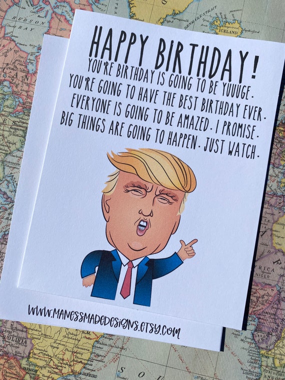 Trump Happy Birthday Card 5x7 Greeting Card Trump Fan - Etsy