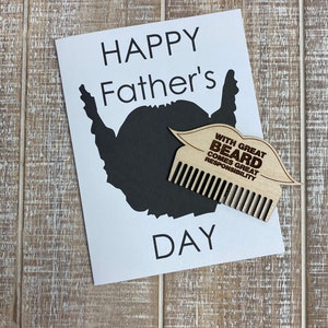 Beard Comb & Card Happy Fathers Day Card 5x7 Greeting Card | Etsy