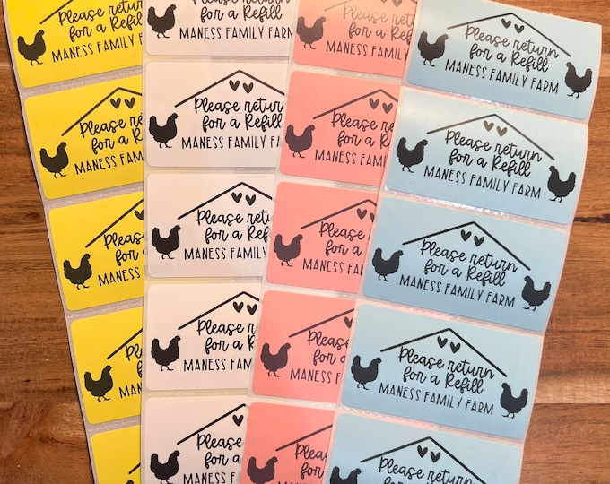 Egg Carton Labels Farm Fresh Egg Cartons Please Return for a Refill - Etsy