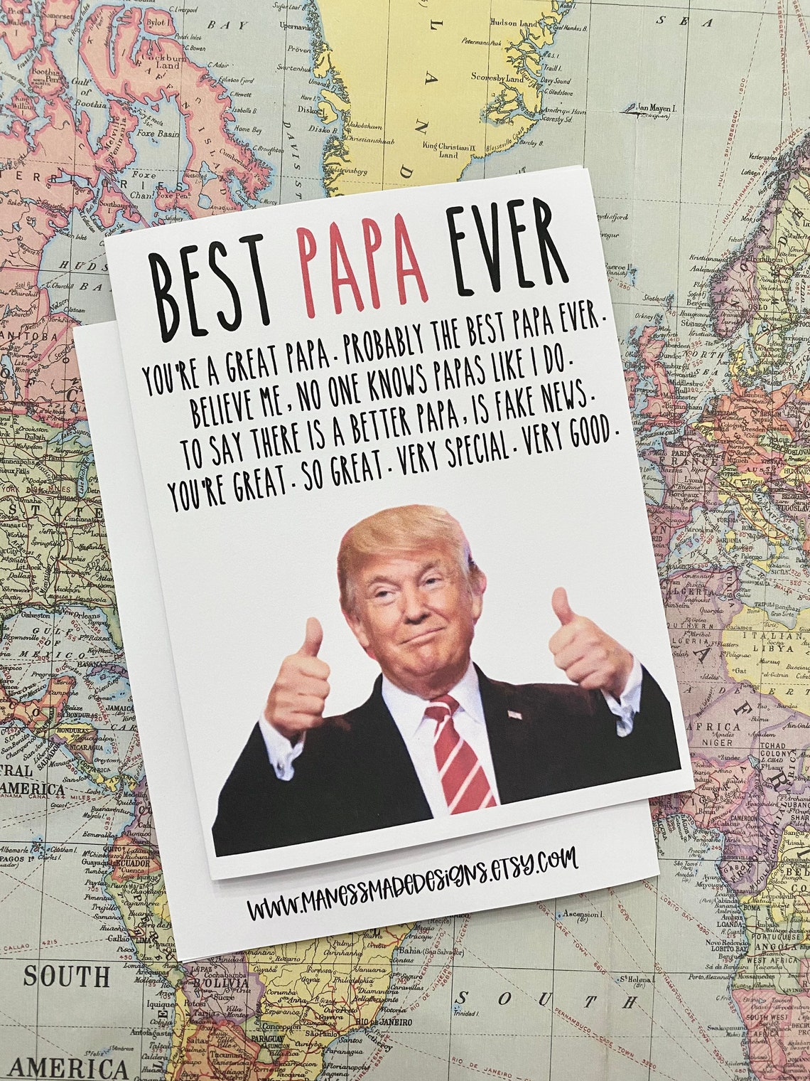 Trump Card Best PAPA Ever Card 5x7 Greeting Card Trump | Etsy
