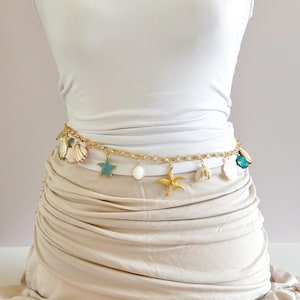 Coastal Body Chain / Gold Plated Wave Style Bikini Seashell Bead ...